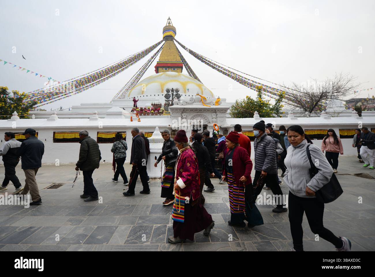 The beautiful stupa at the Boudhanath temple in Kathmandu, Nepal Stock ...