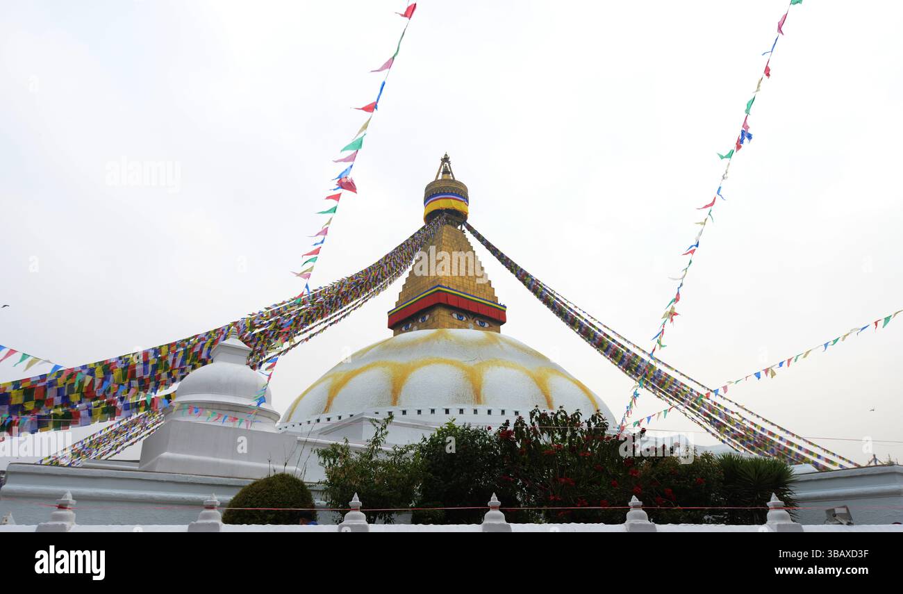 The beautiful stupa at the Boudhanath temple in Kathmandu, Nepal Stock ...