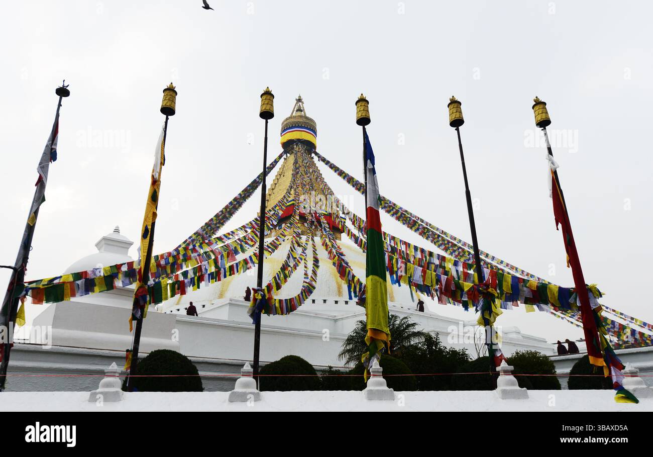 The beautiful stupa at the Boudhanath temple in Kathmandu, Nepal Stock ...