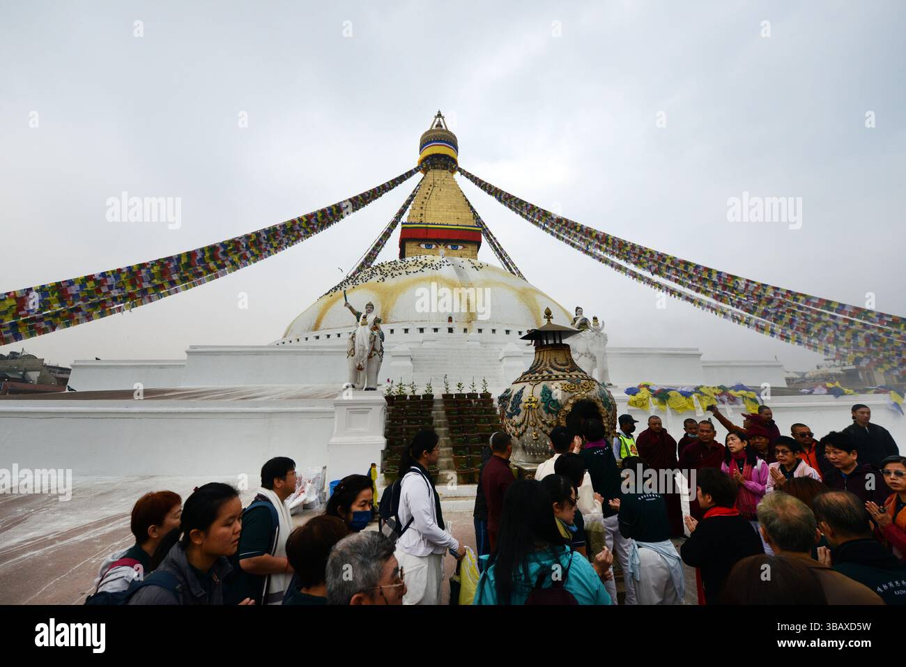 The beautiful stupa at the Boudhanath temple in Kathmandu, Nepal Stock ...