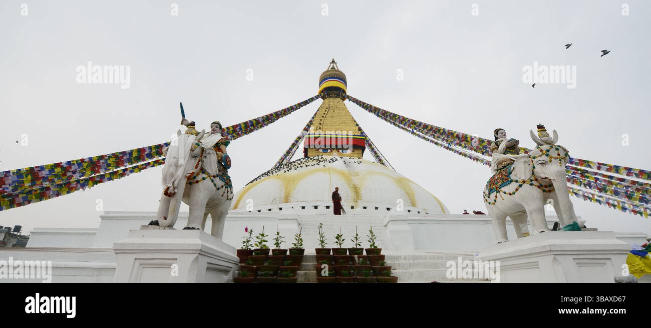 The beautiful stupa at the Boudhanath temple in Kathmandu, Nepal Stock ...