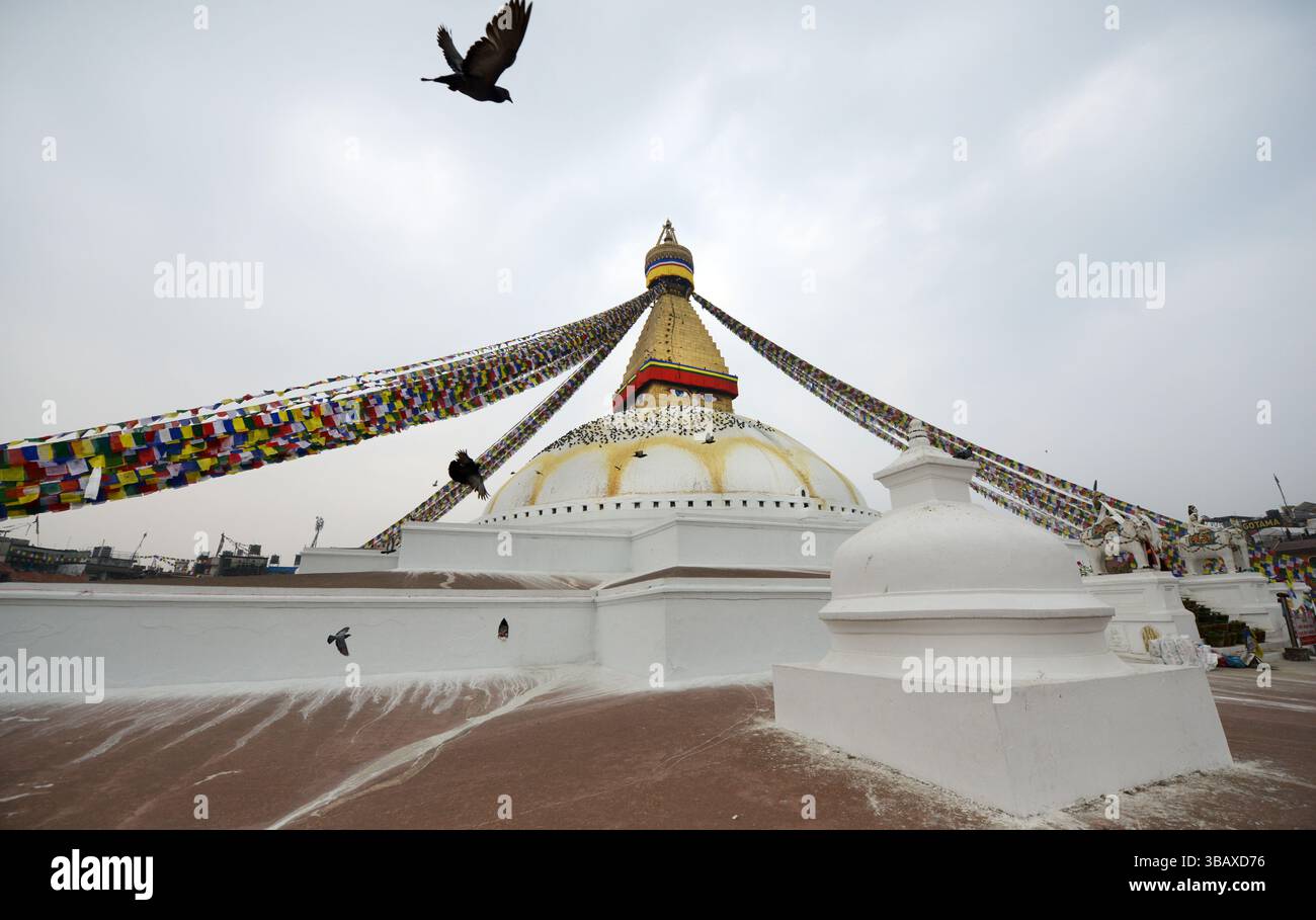 The beautiful stupa at the Boudhanath temple in Kathmandu, Nepal Stock ...