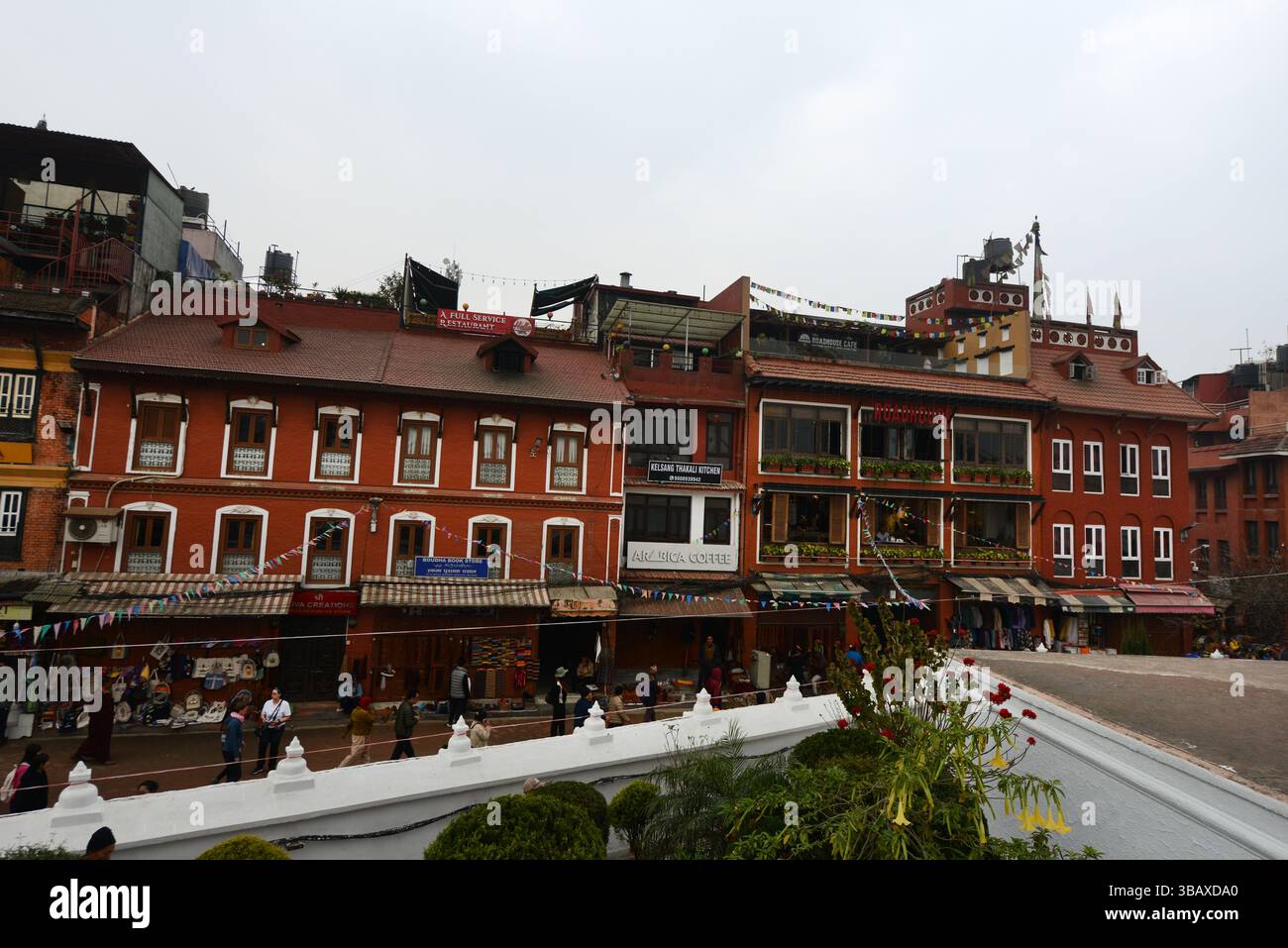 Hotels, restaurants and shops around the Boudhanath stupa in Kathmandu ...