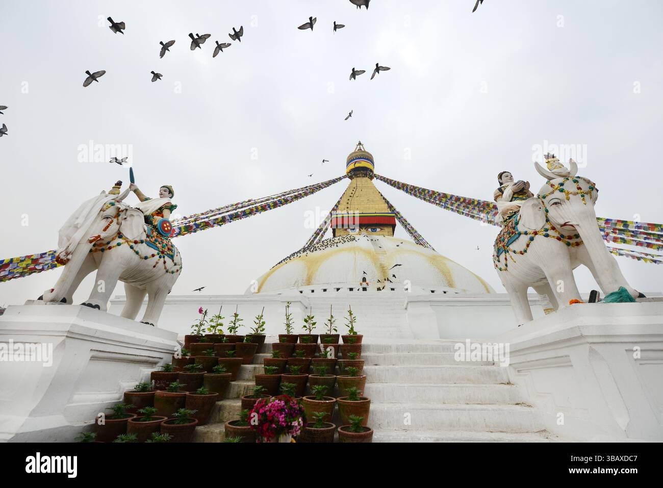 The beautiful stupa at the Boudhanath temple in Kathmandu, Nepal Stock ...