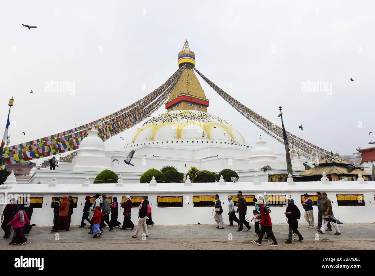 The beautiful stupa at the Boudhanath temple in Kathmandu, Nepal Stock ...