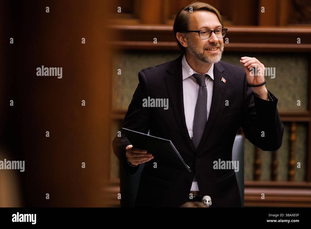 Toronto, Canada. 13th May, 2025. NDP MPP Tom Rakocevic speaks during ...