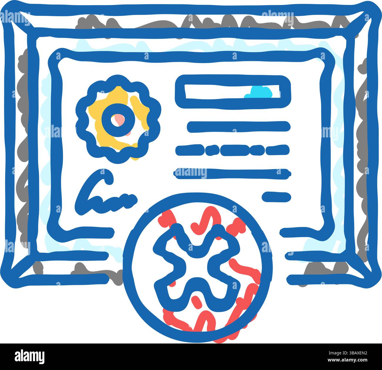 certificate disapprove icon doodle illustration Stock Vector Image ...