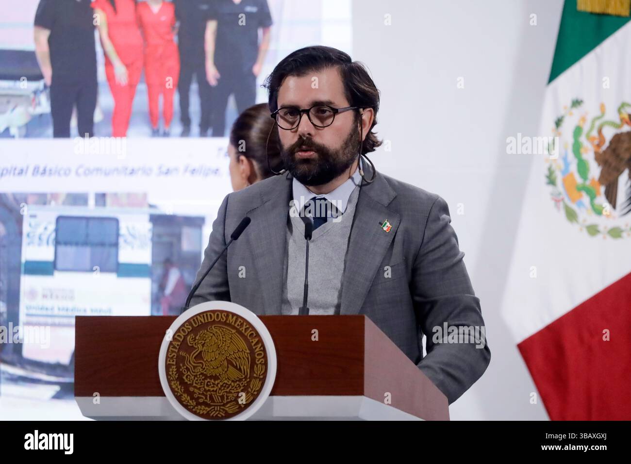 Director of IMSS-Wellbeing, Alejandro Svarch Perez, speaks during a ...