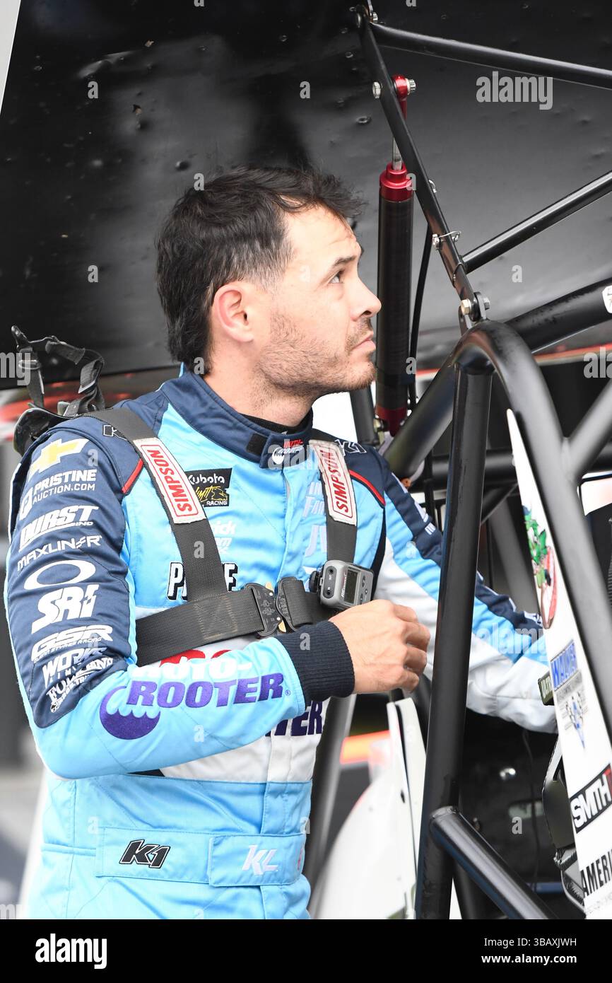 KOKOMO, IN - MAY 12: Kyle Larson (57) KL Racing (KLR) driver checks the ...