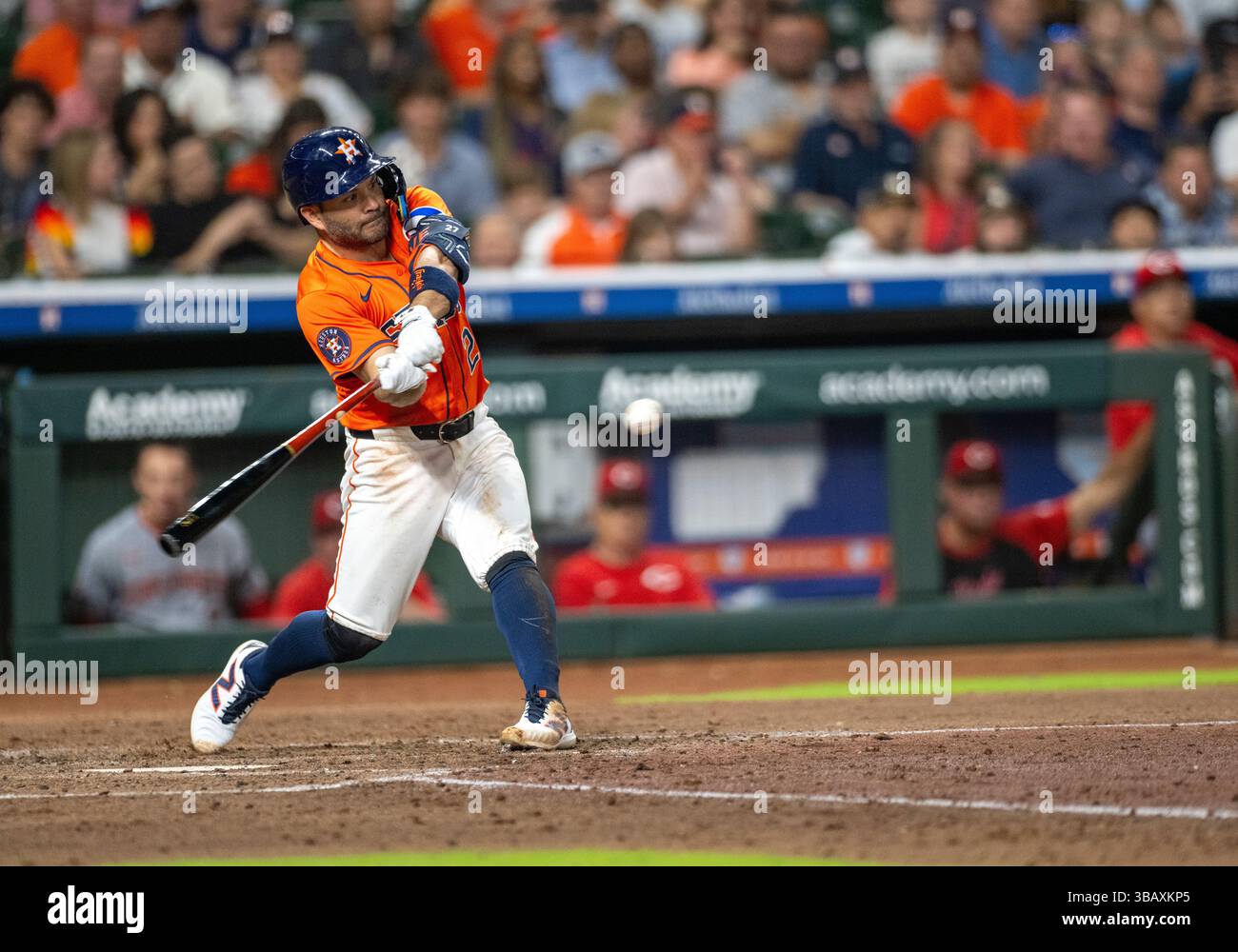 Houston Astros left field Jose Altuve (27) grounds out to shortstop in ...