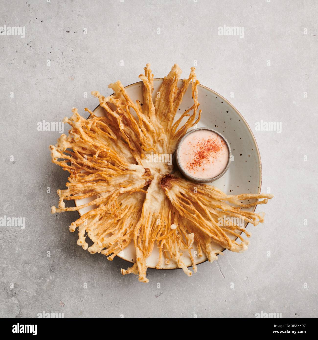 Crispy Fried Enoki Mushrooms, top view Stock Photo - Alamy