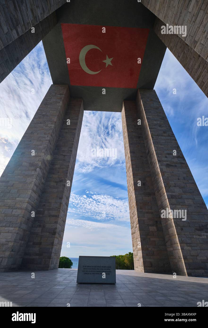 View of the large, four column memorial to Turkish soldiers who died in ...