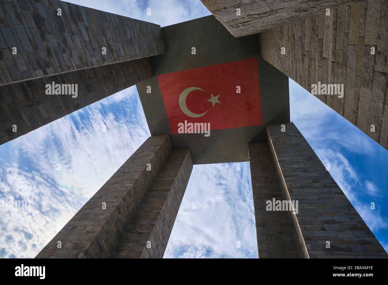 View of the large, four column memorial to Turkish soldiers who died in ...