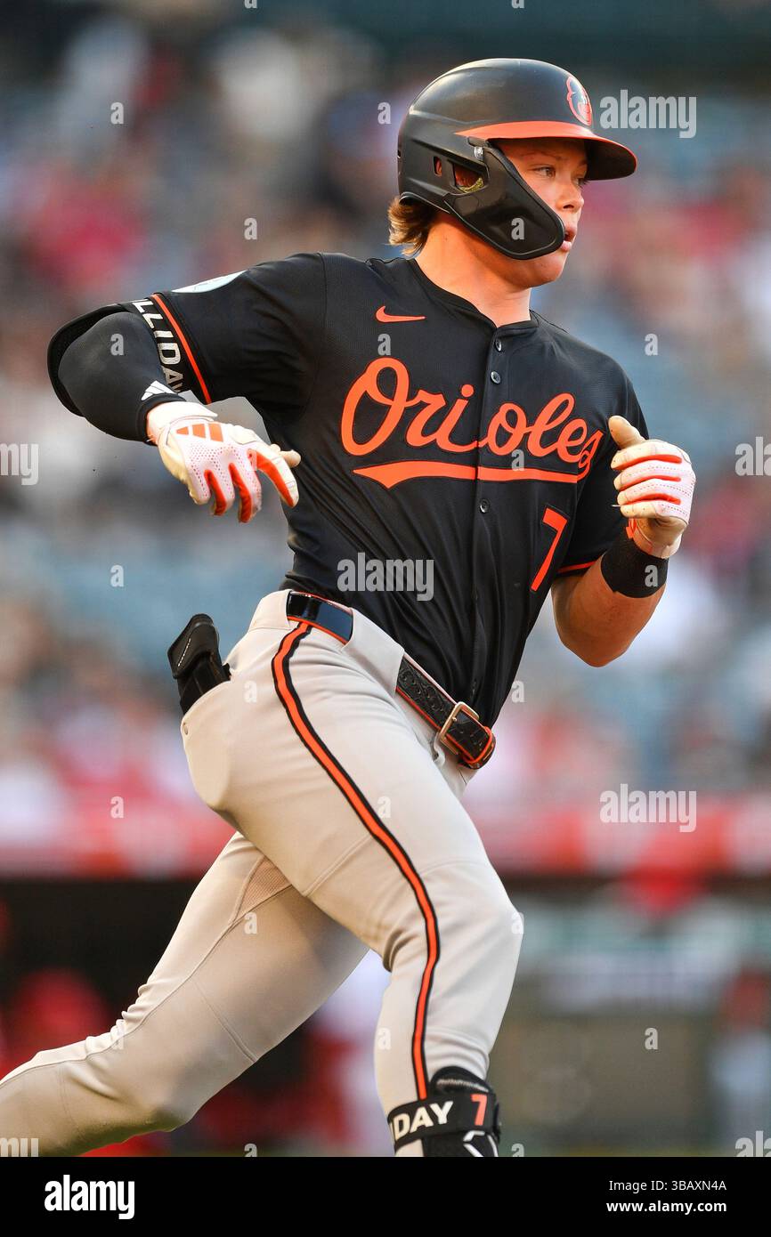 ANAHEIM, CA - MAY 10: Baltimore Orioles second baseman Jackson Holliday ...