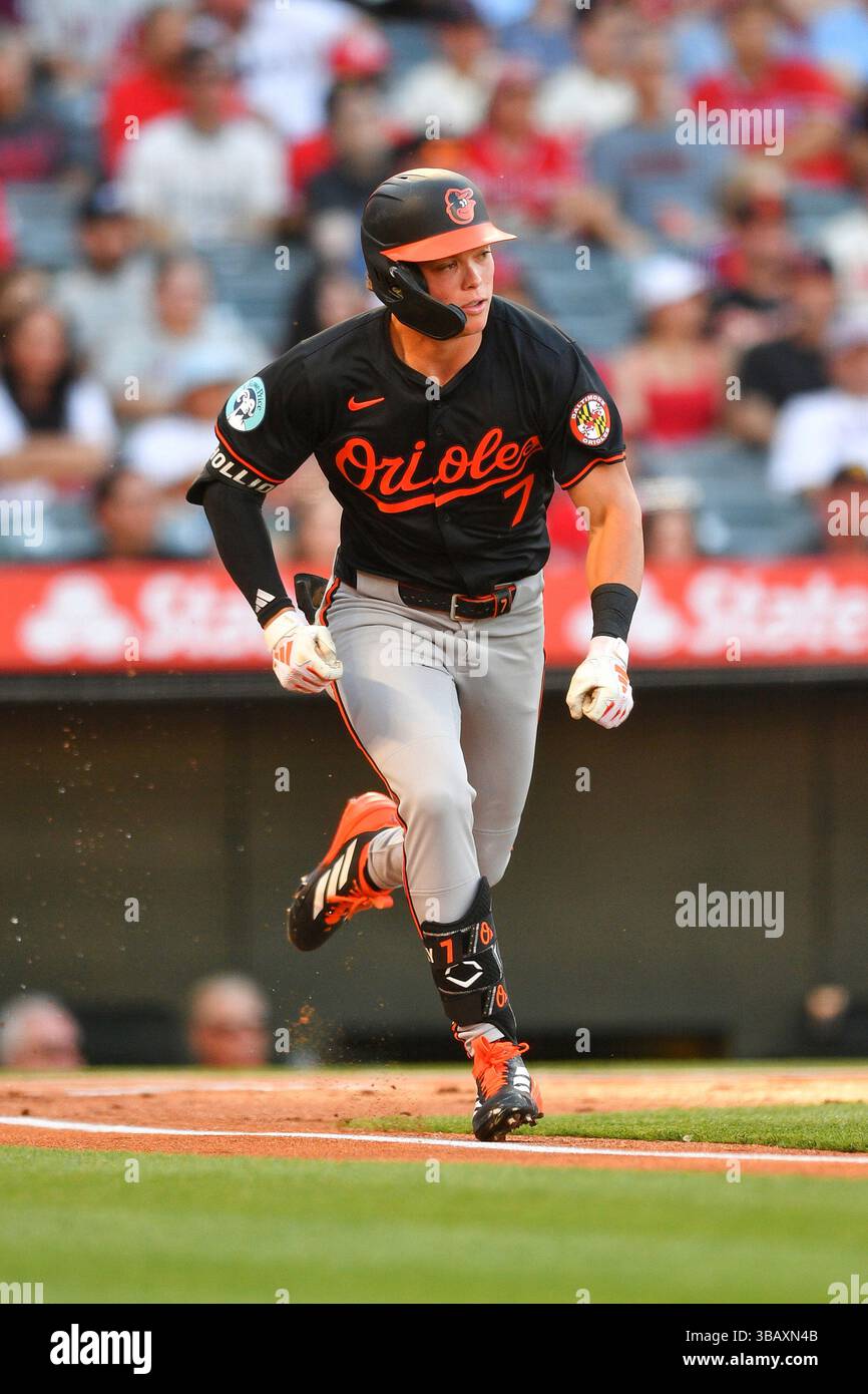 ANAHEIM, CA - MAY 10: Baltimore Orioles second baseman Jackson Holliday ...