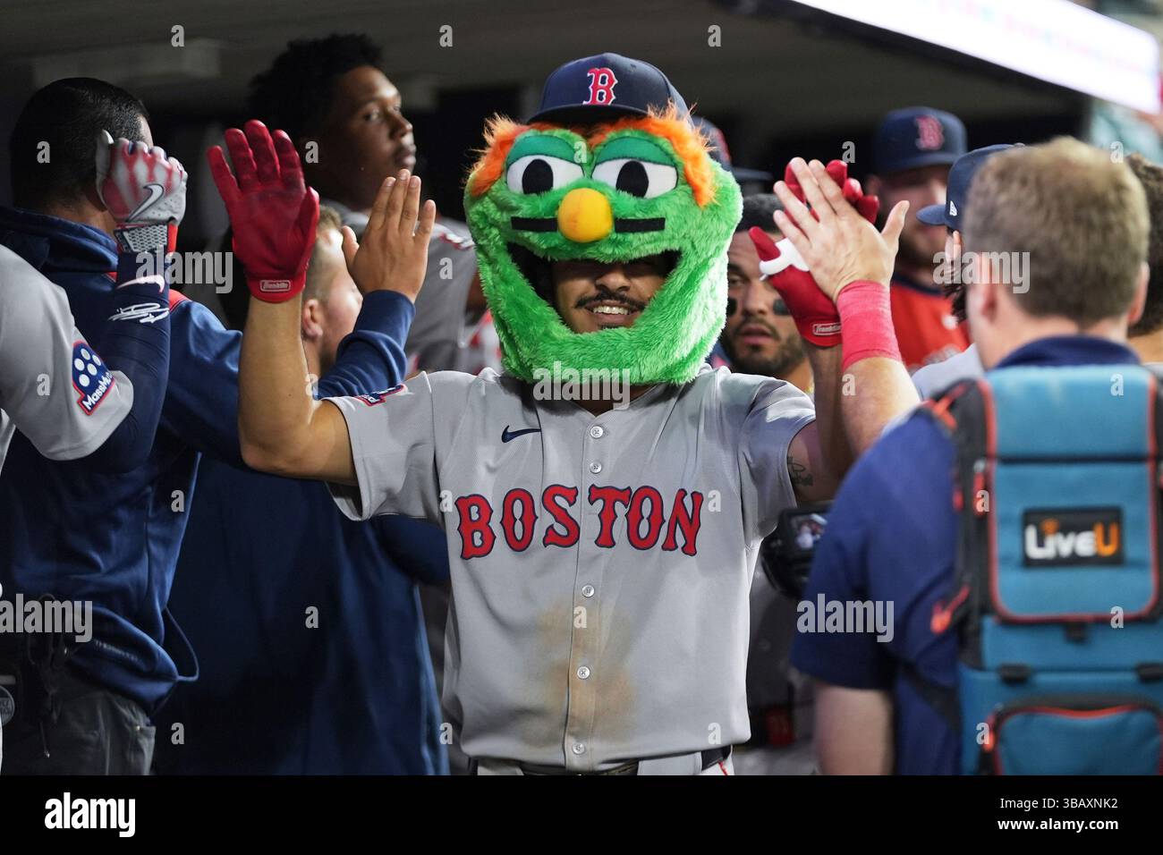 Boston Red Sox's David Hamilton celebrates his two-run home run against ...