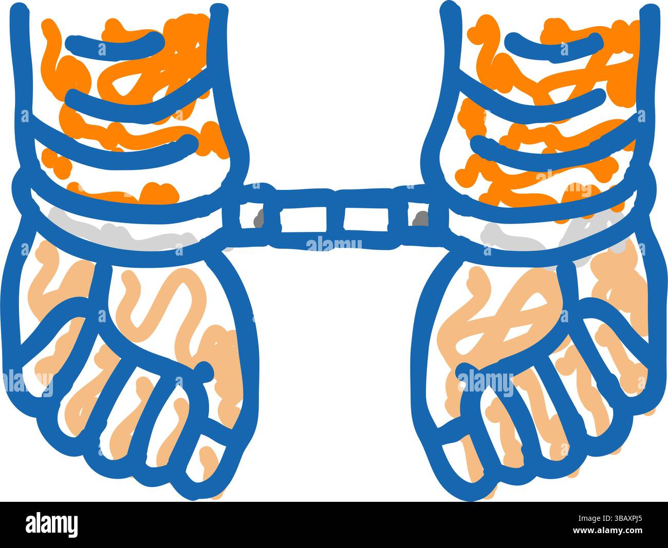 handcuffed hands crime icon doodle illustration Stock Vector Image ...