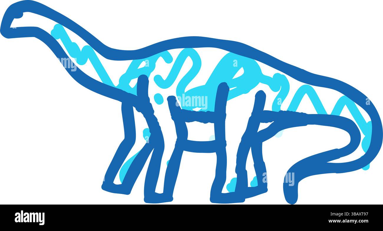 brontosaurus dinosaur animal icon doodle illustration Stock Vector ...