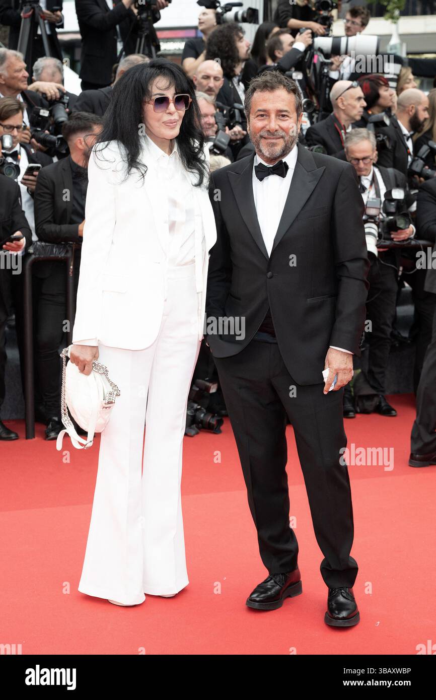 Cannes, France. 13th May, 2025. Bernard Montiel and Yamina Benguigui ...