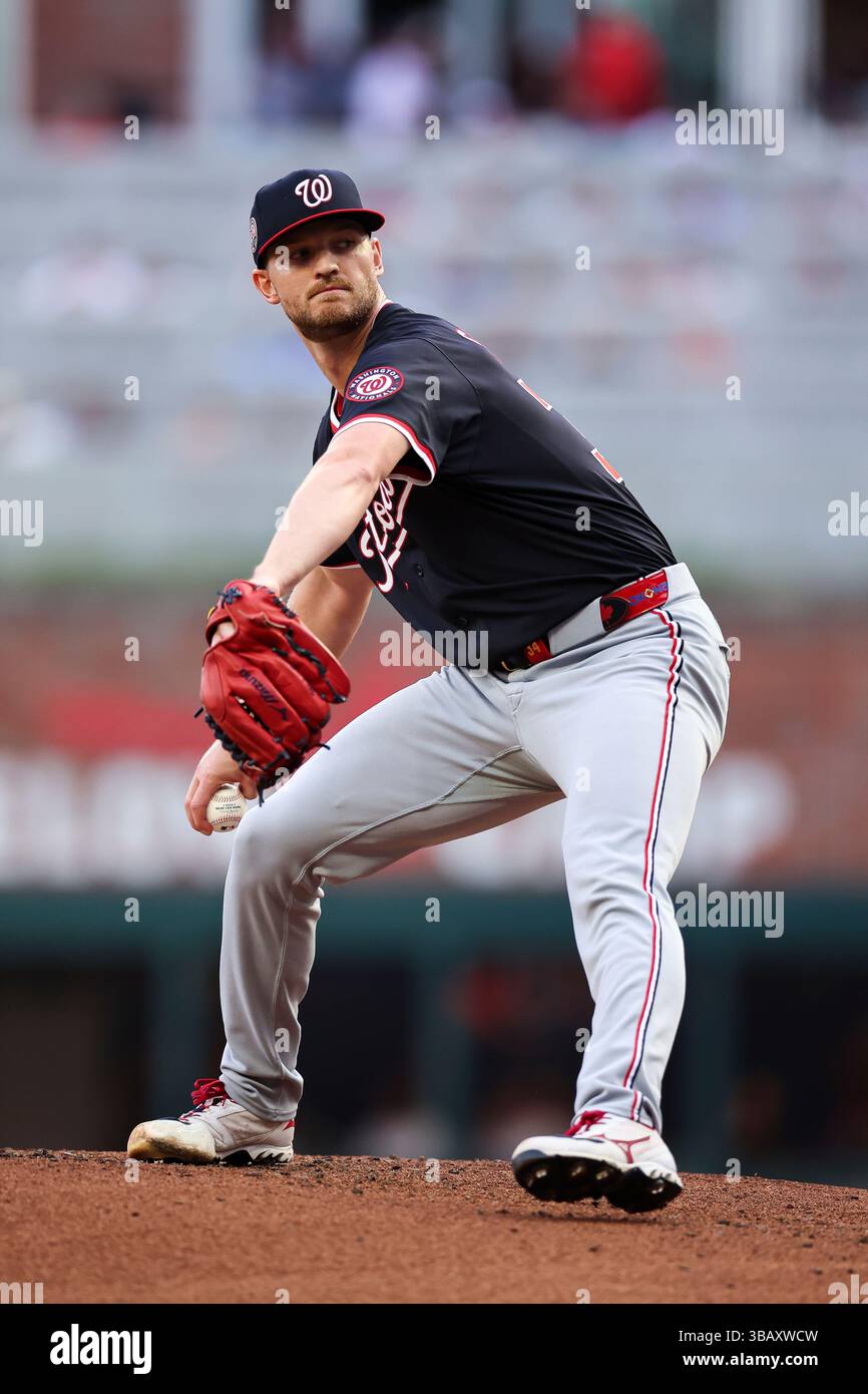Washington Nationals pitcher Michael Soroka delivers in the second ...