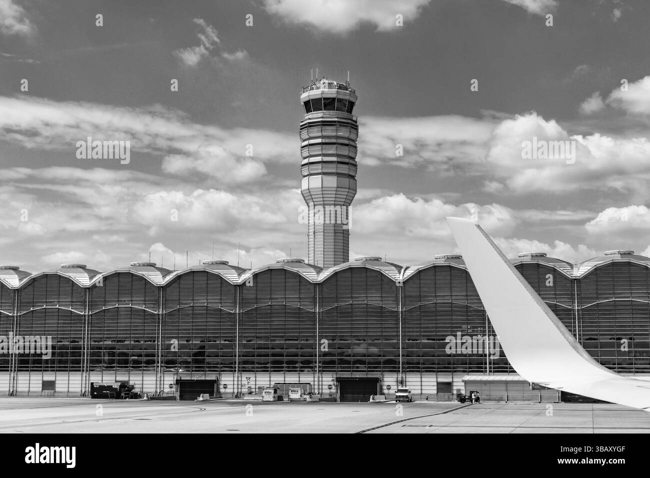 Washington DC, USA - June 04, 2024: Control tower in airport terminal ...