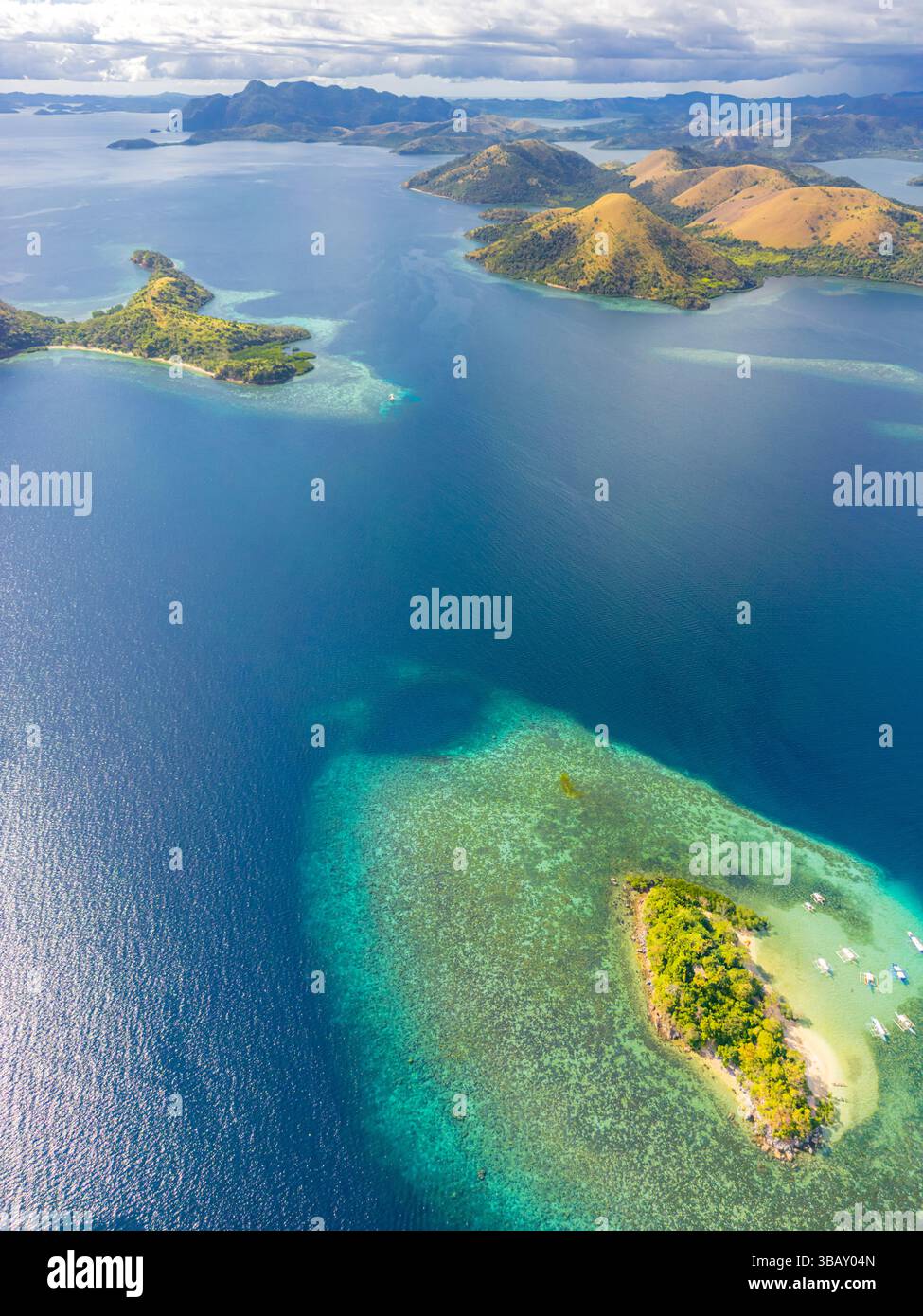 Coron, Palawan, Philippines, aerial view of beautiful lagoons and ...