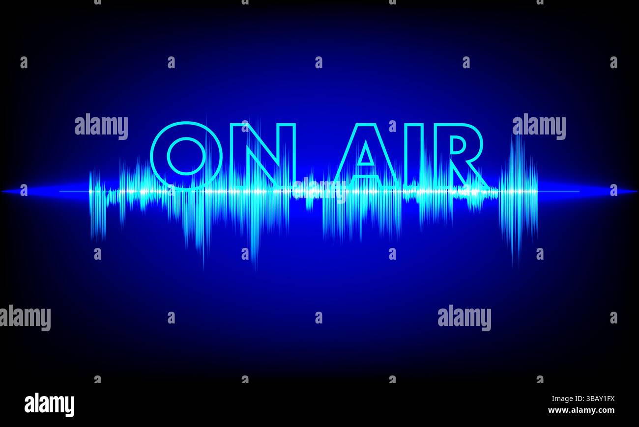 On Air Radio Broadcast with Sound Wave Spectrum Background Stock Vector ...