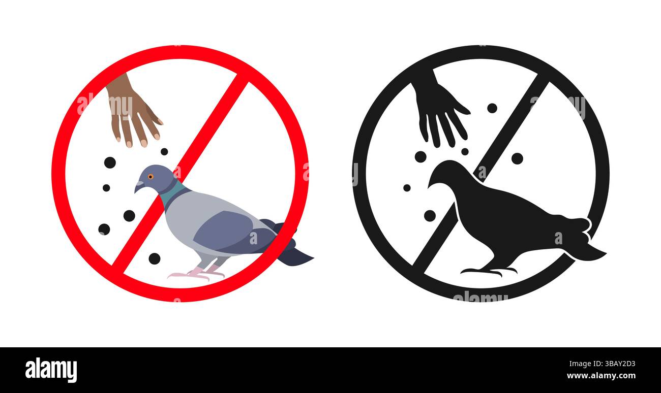 Prohibition sign featuring a hand dropping food while a pigeon or dove ...