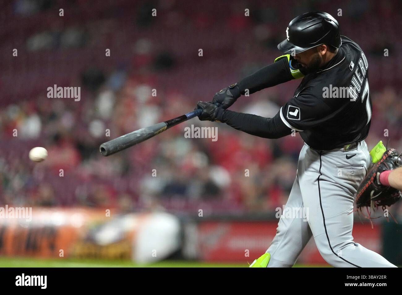 Chicago White Sox's Edgar Quero hits a single in the ninth inning of a ...