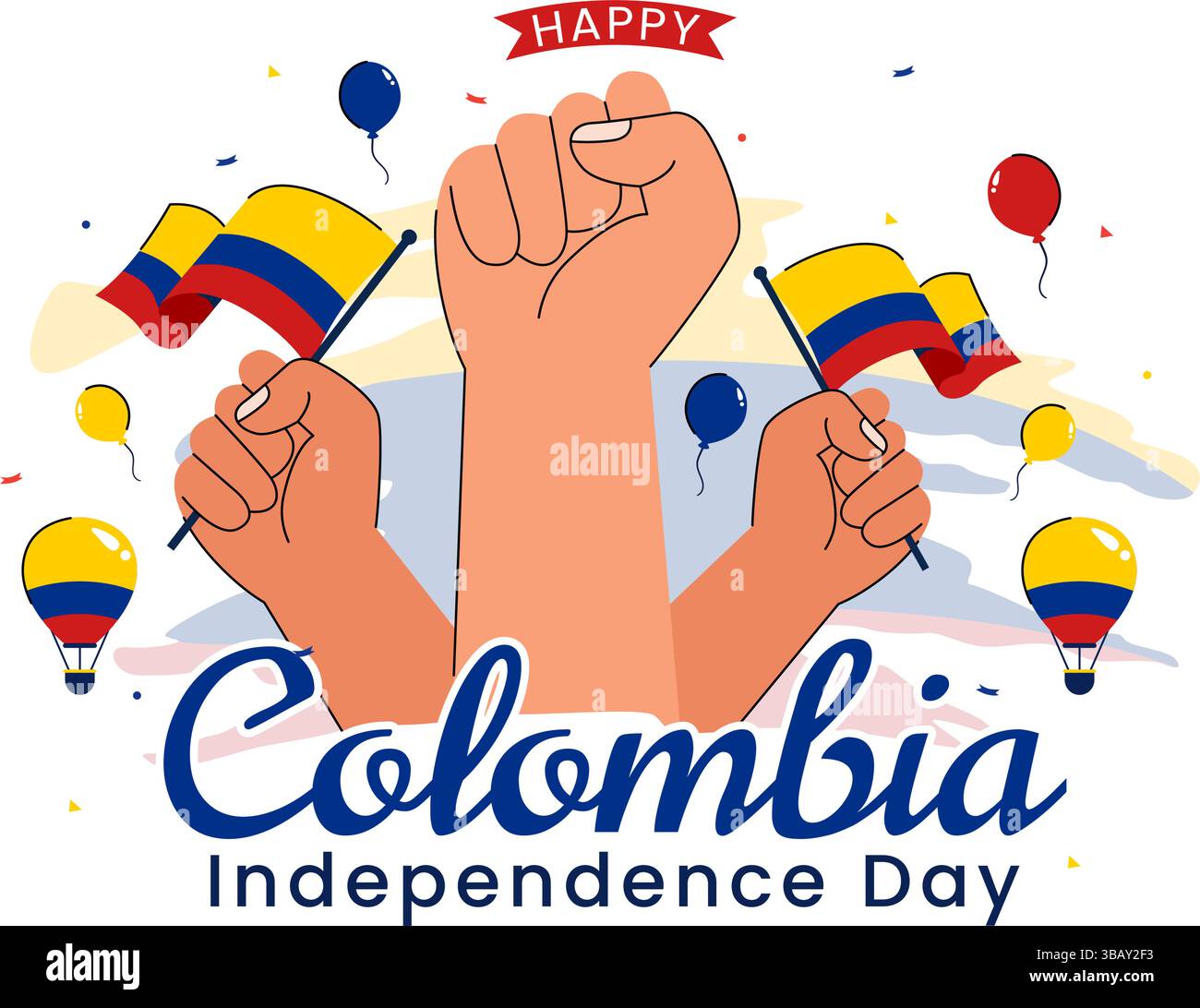 Happy Colombia Independence Day Vector Illustration featuring a ...