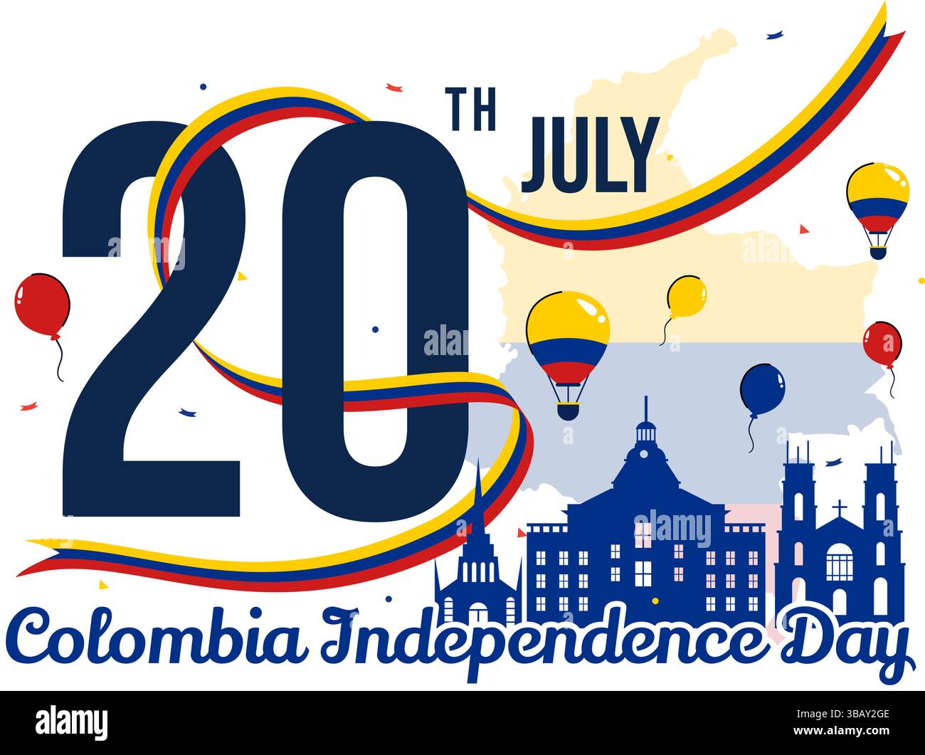 Happy Colombia Independence Day Vector Illustration featuring a ...