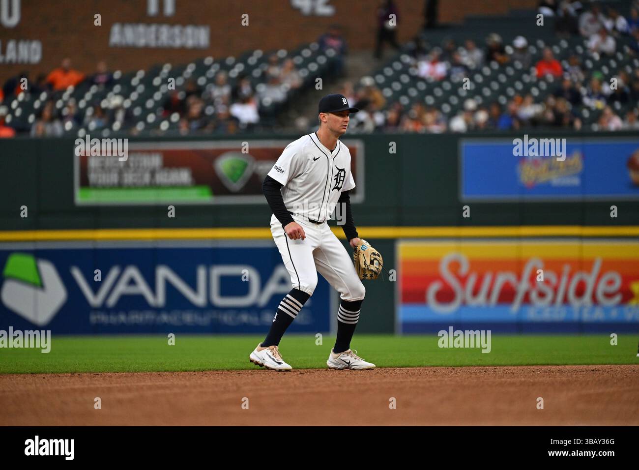 DETROIT, MI - MAY 13: Detroit Tigers shortstop Trey Sweeney (27) during ...