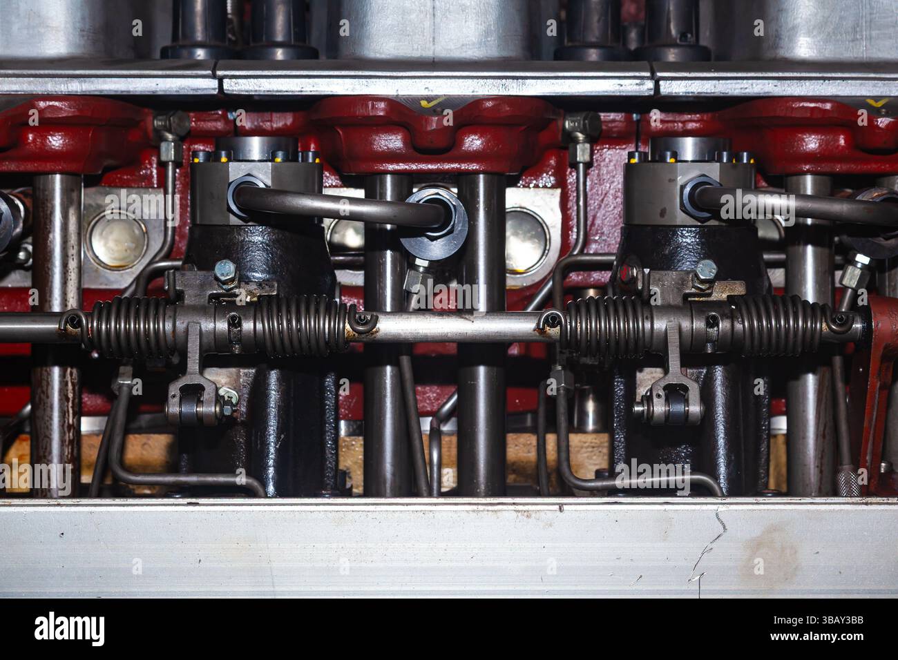 Internal mechanisms of a ship's main engine Stock Photo - Alamy