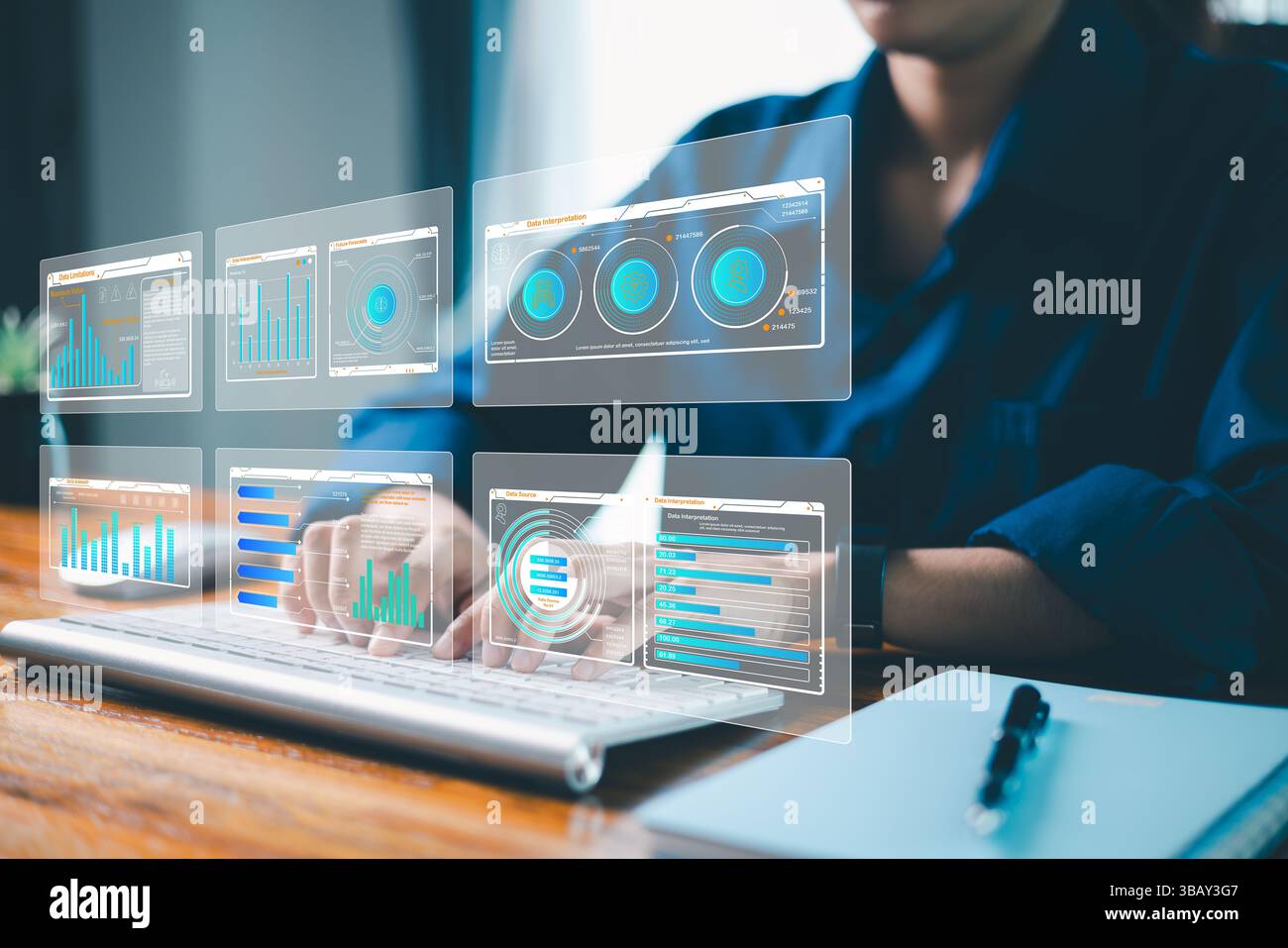 Corporate analyst use digital technology to transform datum into ...
