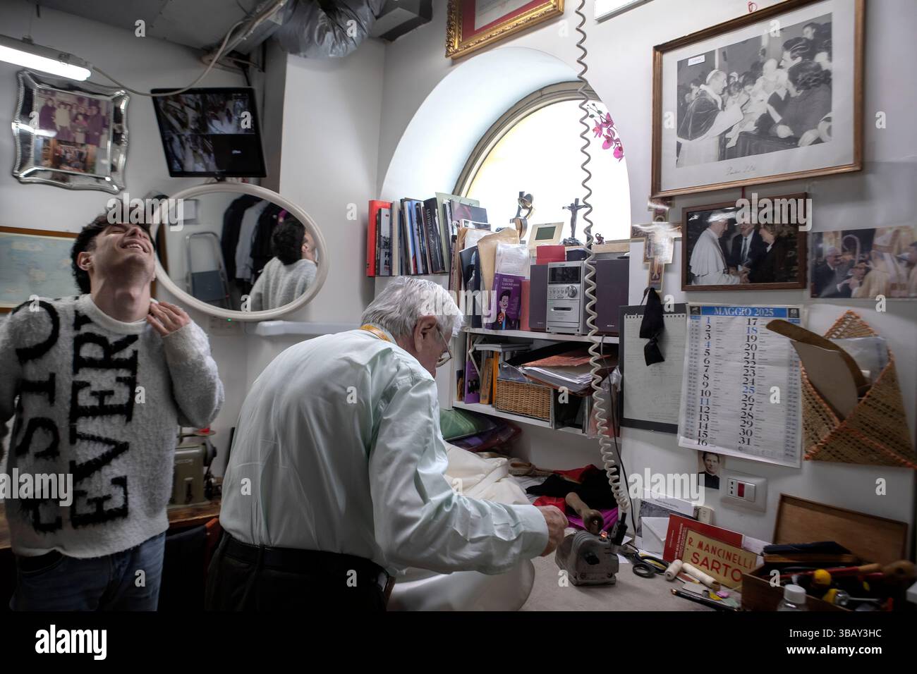 Rome, Italy. 06th May, 2025. Tailor Raniero Mancinelli and his nephew ...