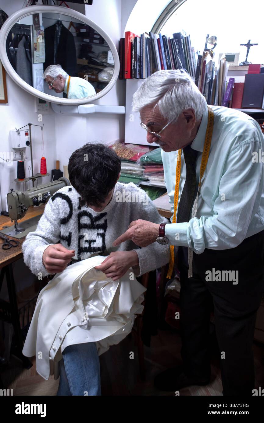 Rome, Italy. 06th May, 2025. Tailor Raniero Mancinelli and his nephew ...