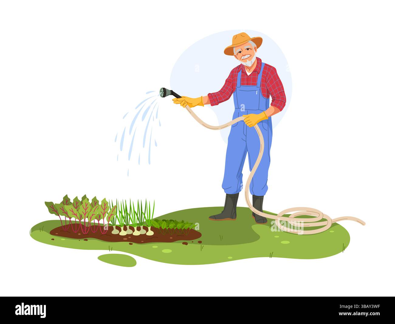 Farmer planting plant smiling vegetable Cut Out Stock Images & Pictures ...