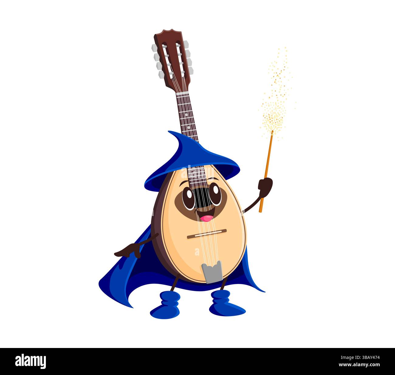 Cartoon Halloween musical instrument mage or wizard character, vector ...