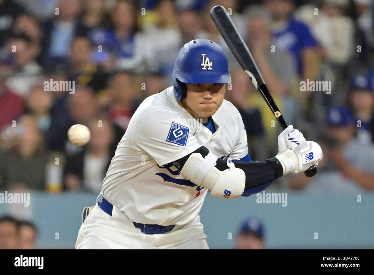 Los Angeles Dodgers Shohei Ohtani at bat during the seventh inning of a ...