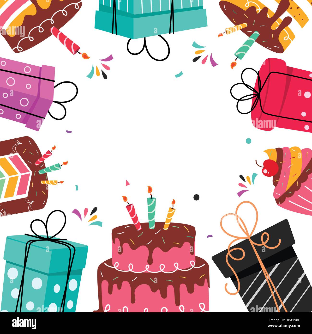Birthday template clipart border design. Happy birthday greeting card ...