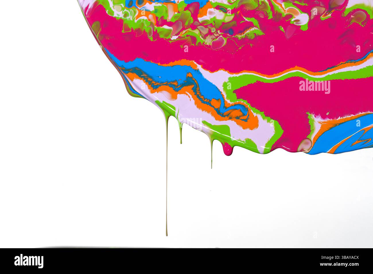 a abstract painting several colors of paint mixed in the painting, a ...