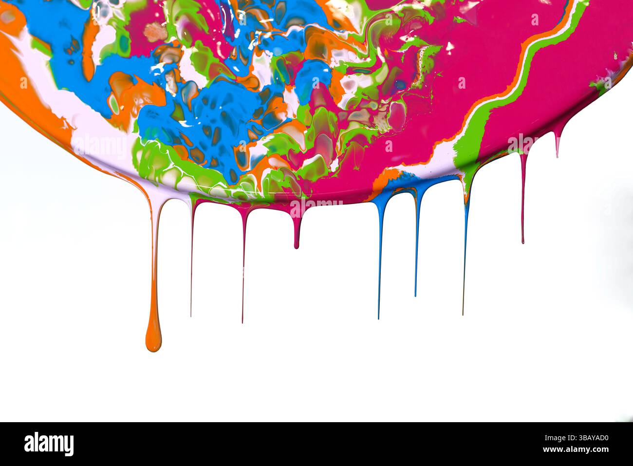 a abstract painting several colors of paint mixed in the painting, a ...