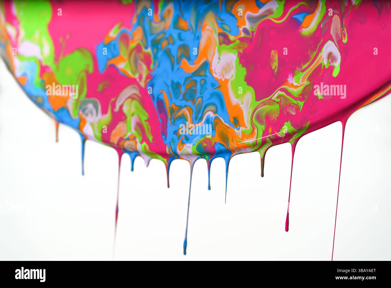 a abstract painting several colors of paint mixed in the painting, a ...