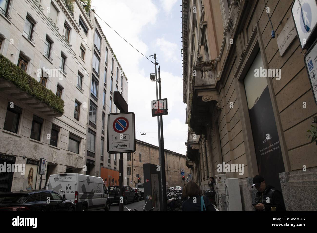 Milan, new ZTL fashion quadrilateral, cameras and access points Stock ...