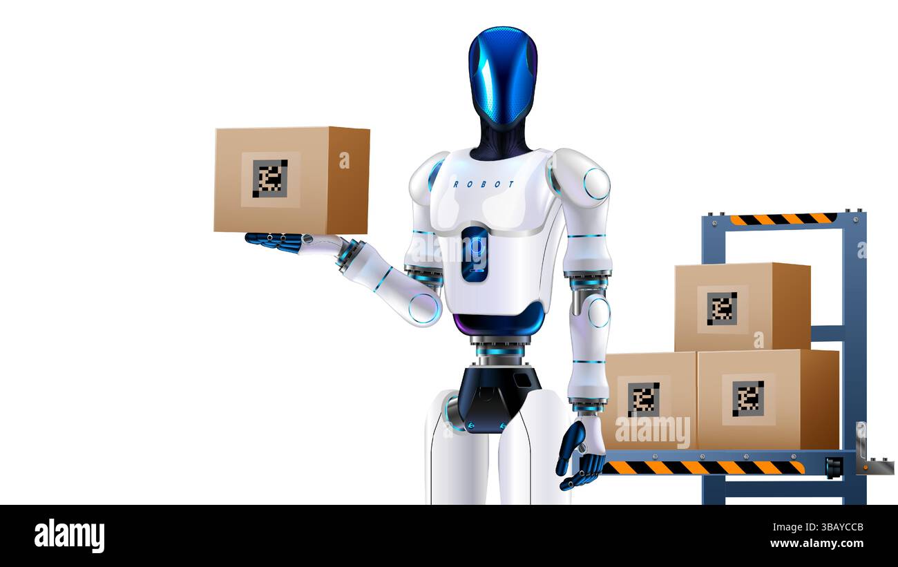 A humanoid robot with artificial intelligence or AI. An anthropomorphic ...