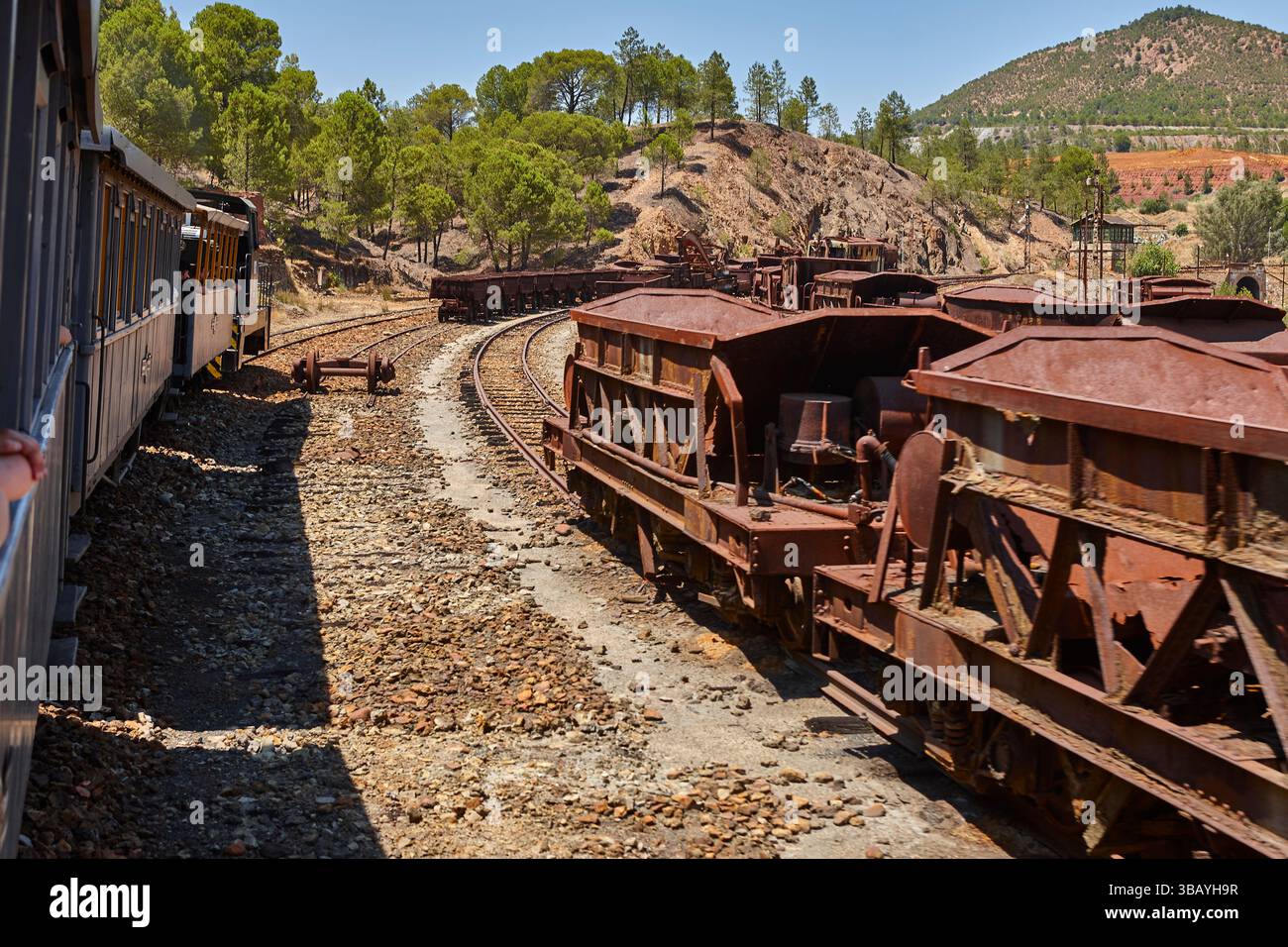 Train route at Rio Tinto open cast mine. Huelva, Spain Stock Photo - Alamy