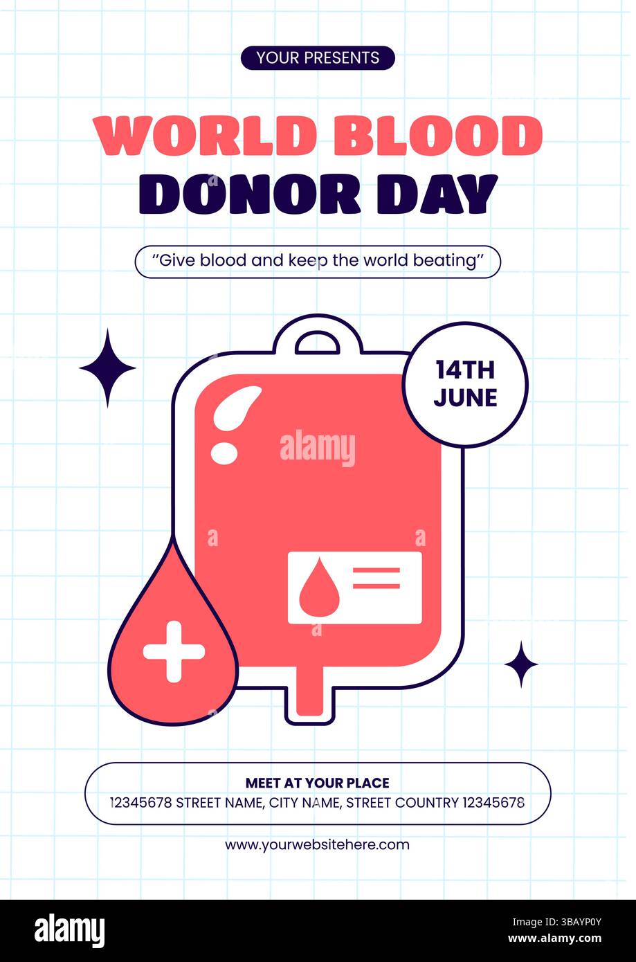 Blood Donor Day Awareness Illustration with Flat Vector Graphics Flyer ...