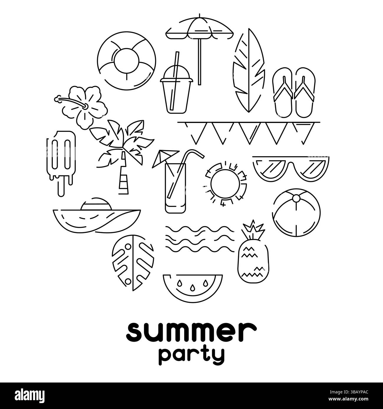 Summer vacation items Black and White Stock Photos & Images - Alamy
