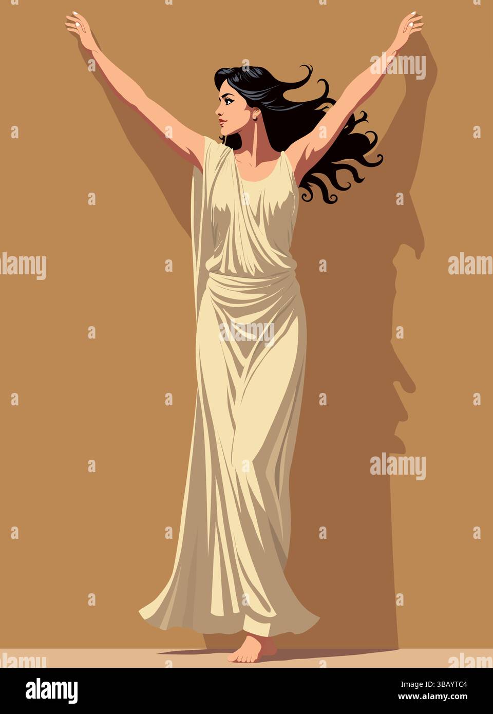 Elegant Ancient Greek Woman Illustration in Flowing Dress – Classical ...