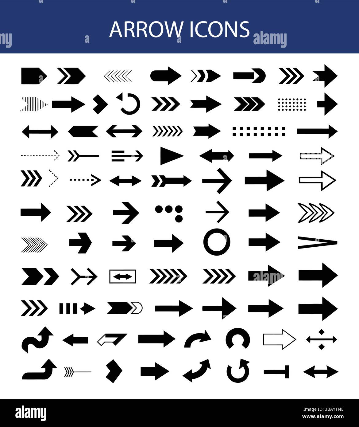 Arrow Icons Set Directional Navigation Pointer Symbol Line Outline Stock Vector Image